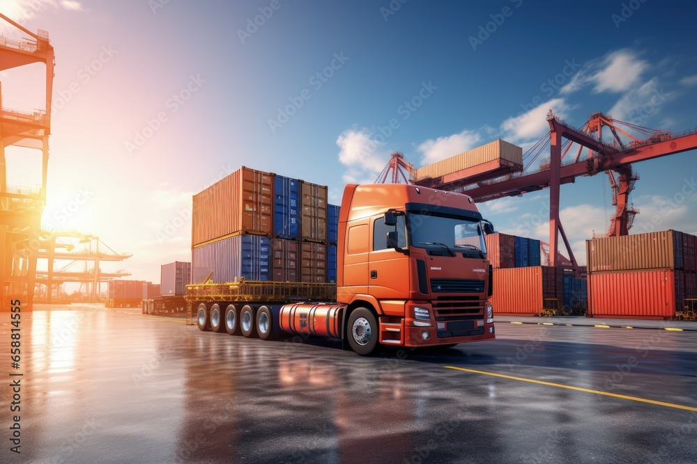 Export import of food transportation, logistics, delivery of cargo ...