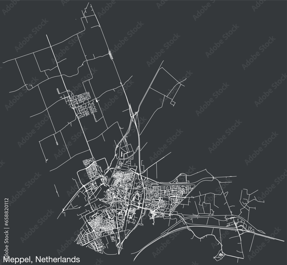 Detailed hand-drawn navigational urban street roads map of the Dutch ...