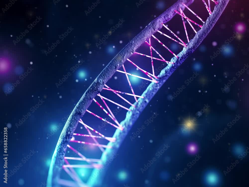 Human DNA genome double helix spiral particle animation. Concept of ...