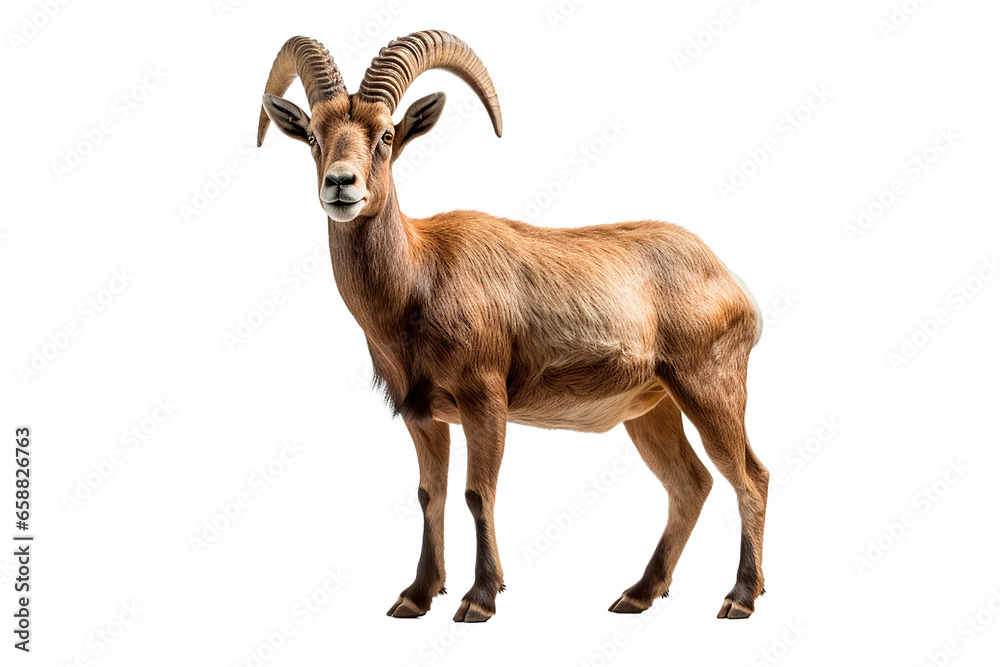 Alpine Ibex isolated on a transparent background. Animal left side view ...