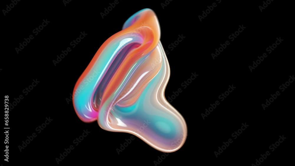 4K animated looping video. Alpha channel. Set of abstract freeform 3D ...