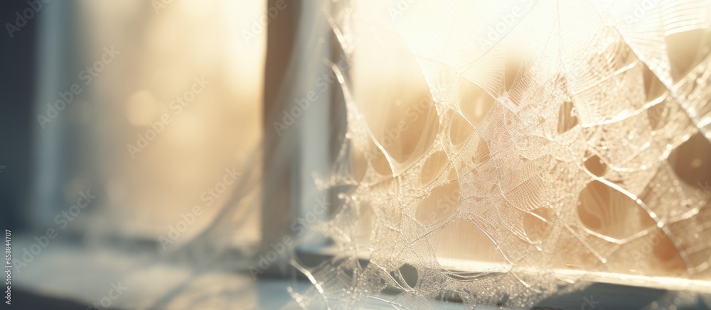 The dusty surfaces have been neglected revealing shiny spider webs in ...