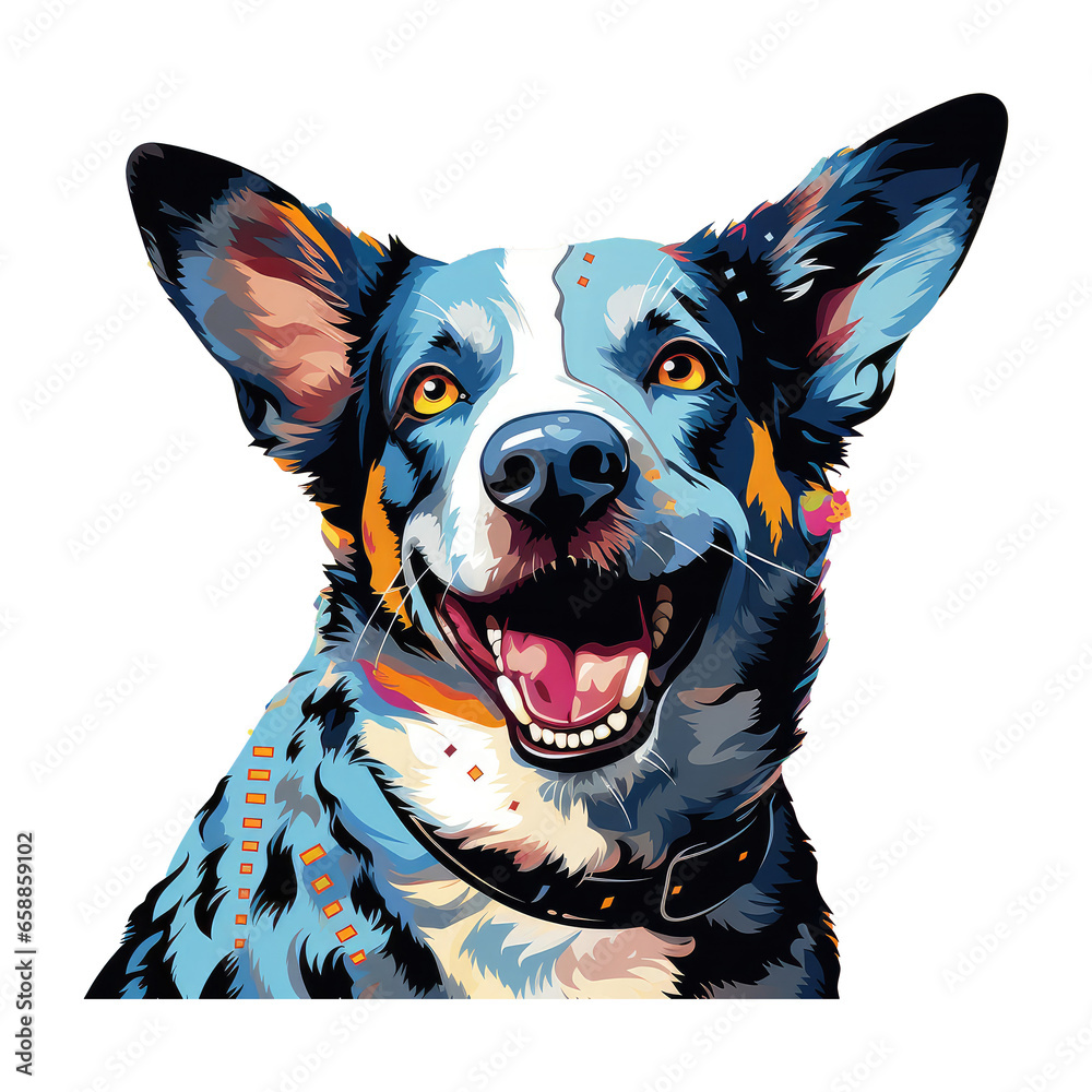 pop art style, australian blue heeler cattle dog isolated on ...