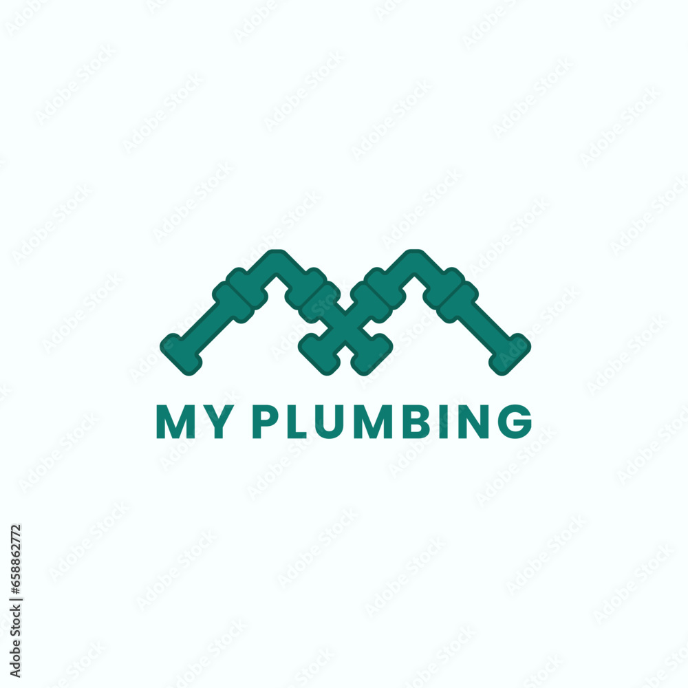 Water pipe logo with a roof and the letter M. Suitable for use in clean ...