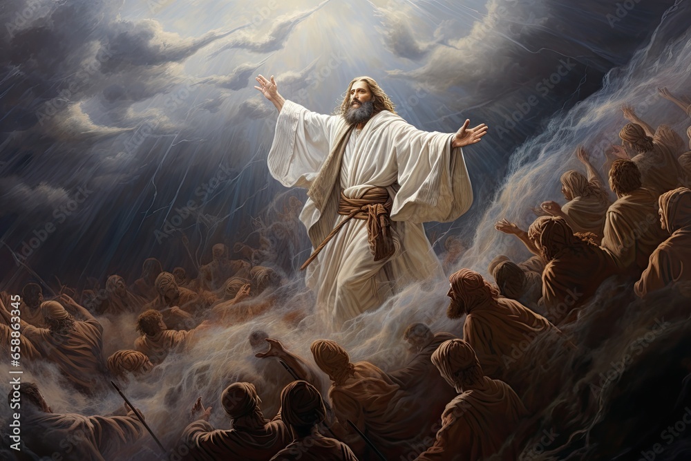 jesus on the rock Stock Illustration | Adobe Stock