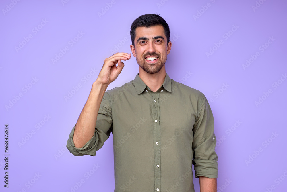 letter D spelling by guy's hand in American Sign Language (ASL) on blue ...