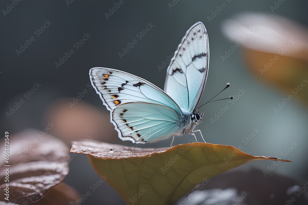 Close-up photography Blue butterfly on a green leave, Large blue ...