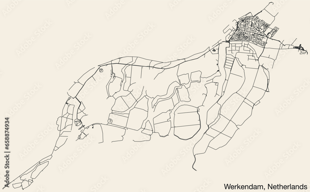 Detailed hand-drawn navigational urban street roads map of the Dutch ...
