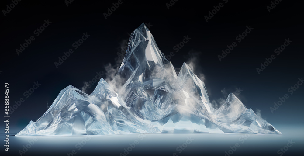 Mockup mountain ice rock sculpture design in transparent.crystal ...