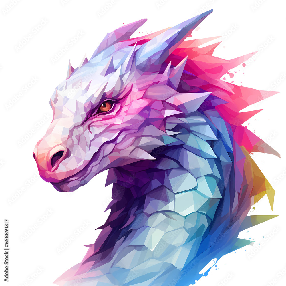 Illustration of a fantastic dragon , pastel tetradic colors, vector art ...