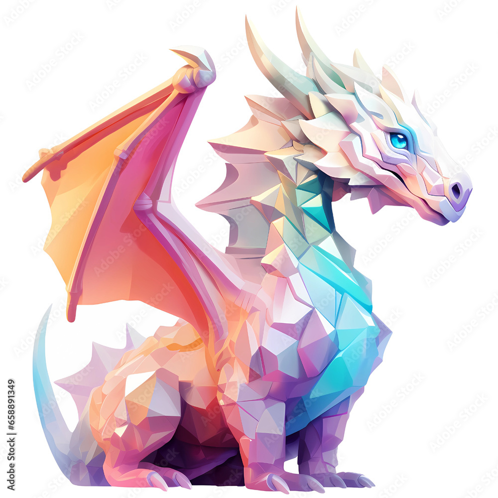 Illustration of a fantastic dragon , pastel tetradic colors, vector art ...