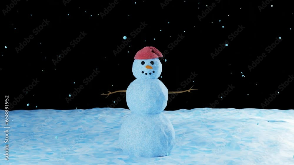 Snowman in winter background animation with animated snowfall seamless ...