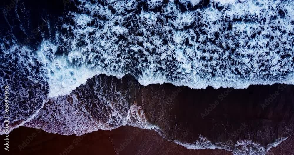 DCI 4K ProRes422. Big wave blue ocean water Aerial view of drone high ...