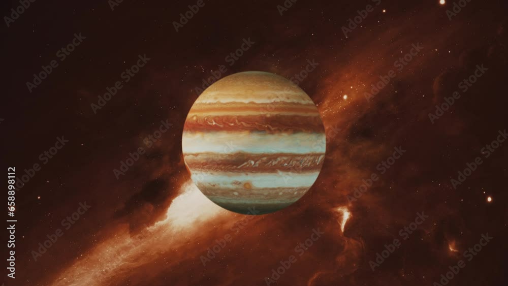 Vidéo Stock Rotation of Jupiter in solar system. Jupiter in space with ...
