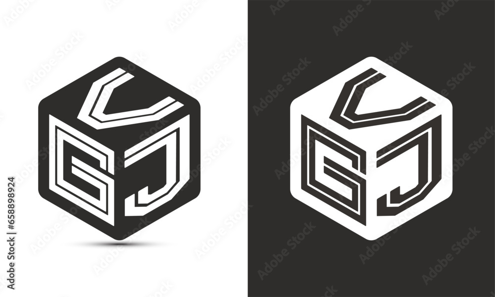 VGJ letter logo design with illustrator cube logo, vector logo modern ...