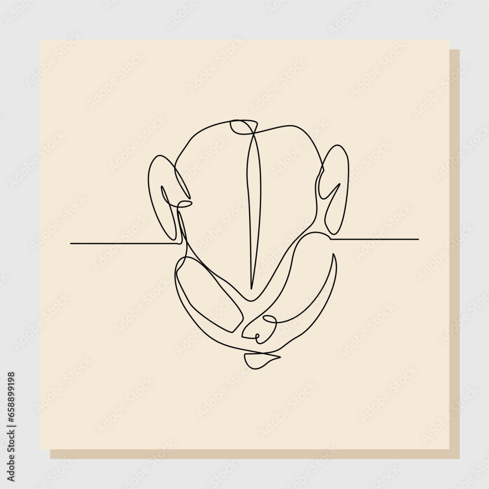 Continuous drawing art of whole broiler chicken turkey meat. Vector ...