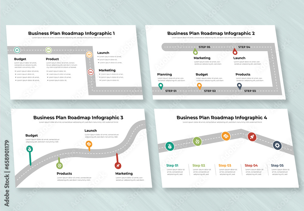 Business Plan Roadmap Infographic Design Stock Template | Adobe Stock