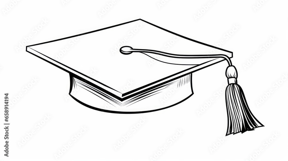 This single continuous line drawing illustrates a graduation cap ...