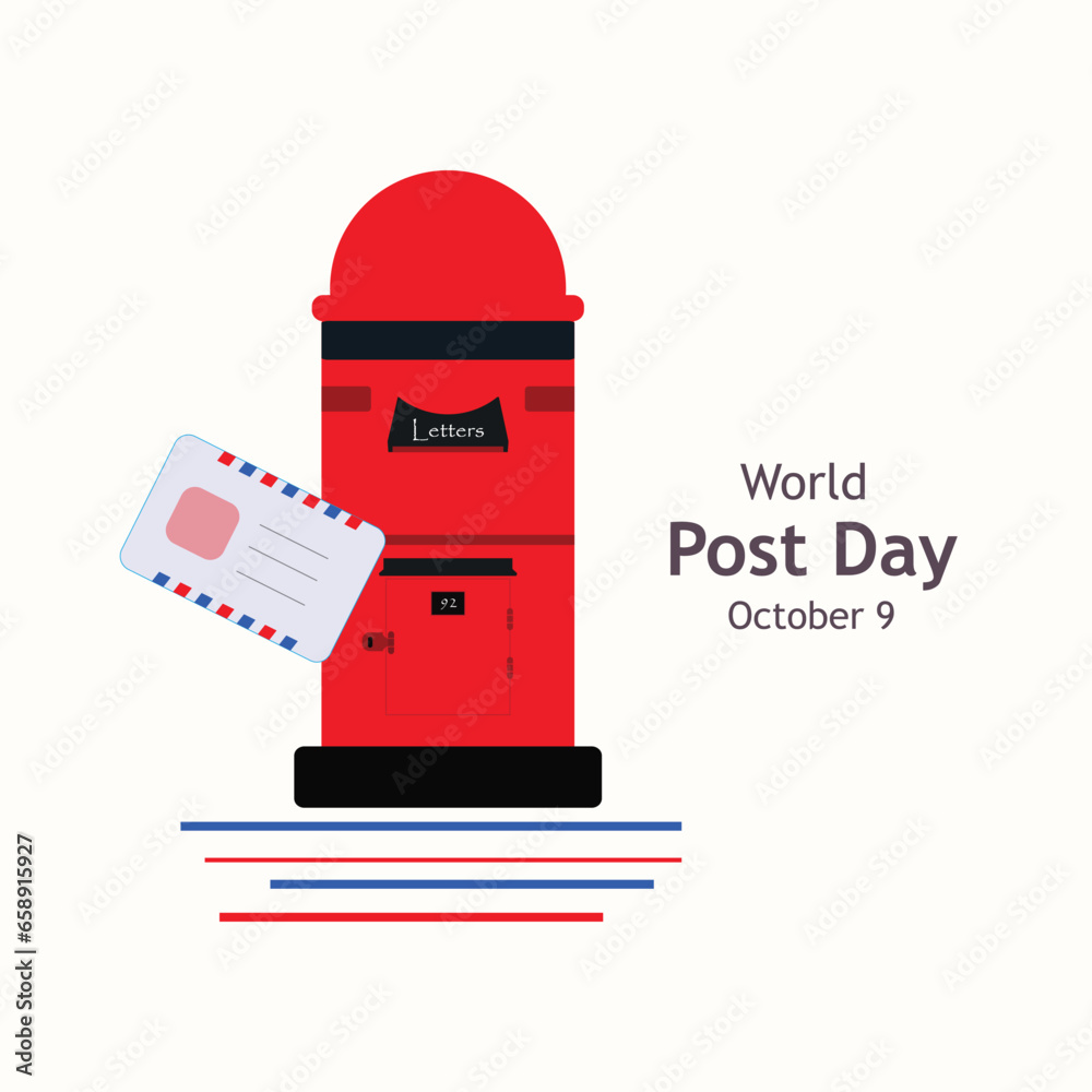 World Post Day vector, illustration. Postal letter and pox box concept ...