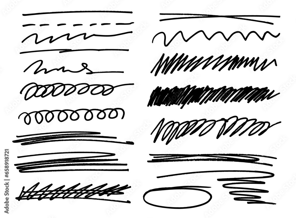 Charcoal Pencil Scribble Elements and Hand drawn Textured. Bold ...