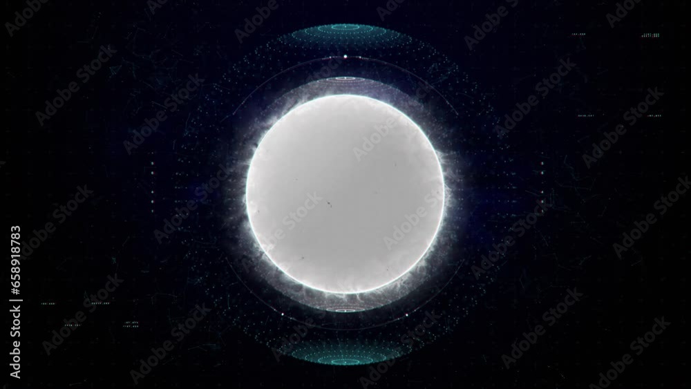 Futuristic flaming white star with HUD interface. High tech burning ...