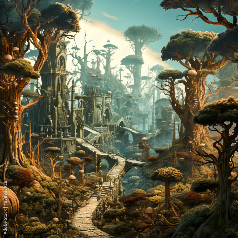 Fantasy Detailed Background Scene. Generated Image. A digital rendering ...