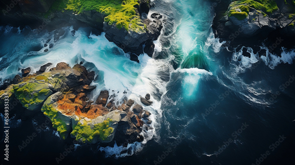 Ocean Blue Tides Tidal Waves Sea Shore Islands Template Background ...