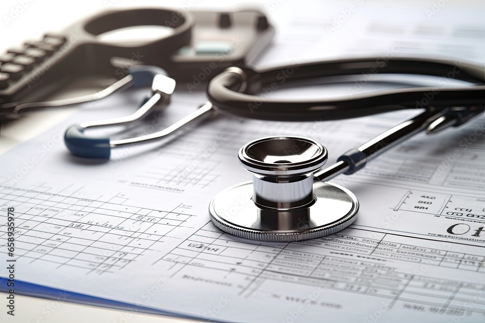 Stethoscope on the medical report. Healthcare and medical concept ...