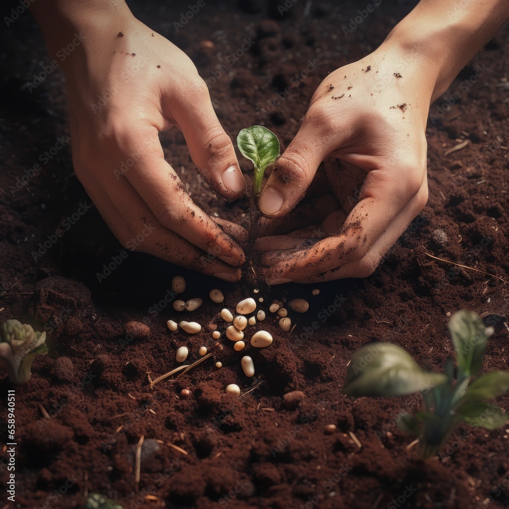 Protecting the environment by planting plants and trees is a concept to ...