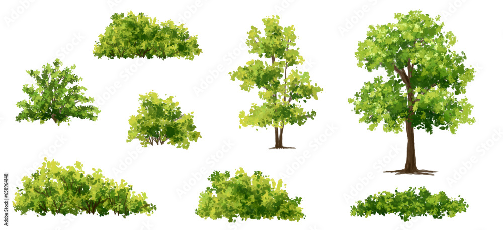 Green tree vector,forest with grass elevation for landscape scene ...