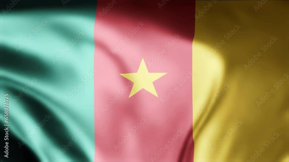 Cameroon flag is waving 3D animation. Cameroon flag waving in the wind ...