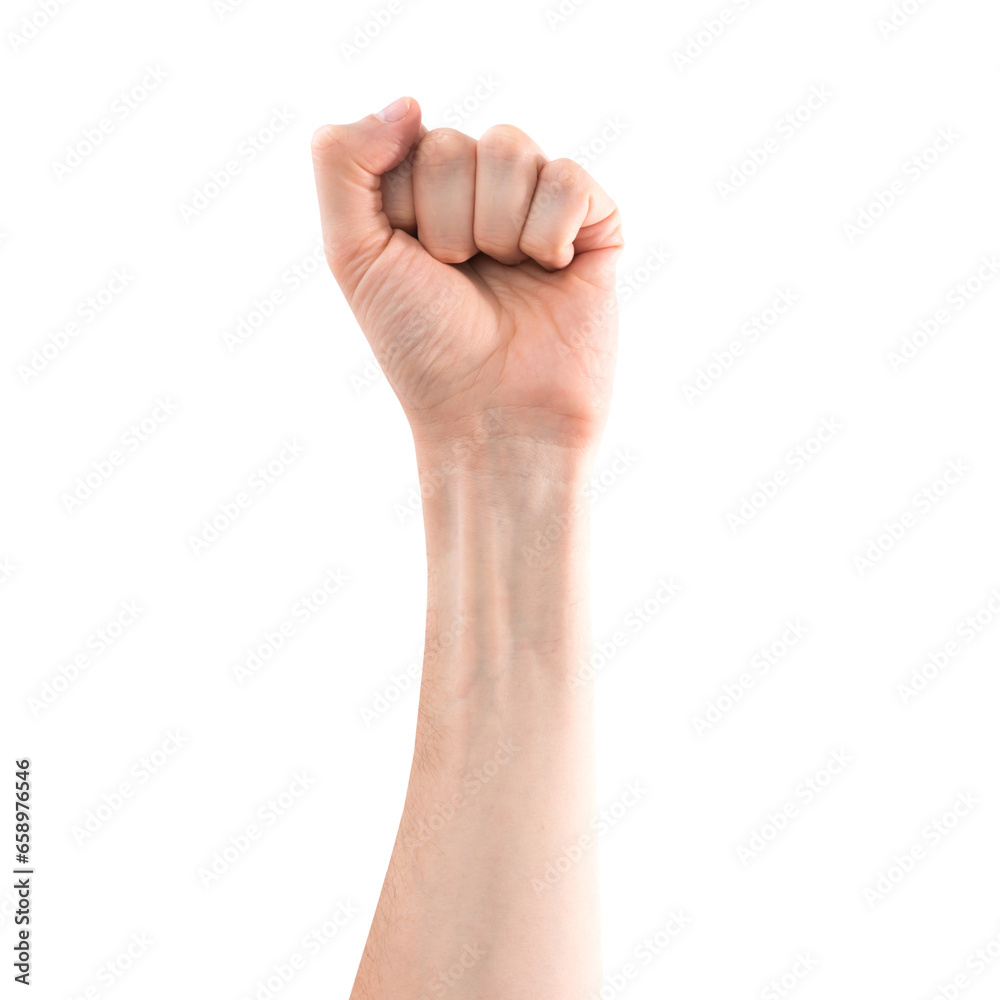 Hand with clenched fist in PNG isolated on transparent background Stock ...