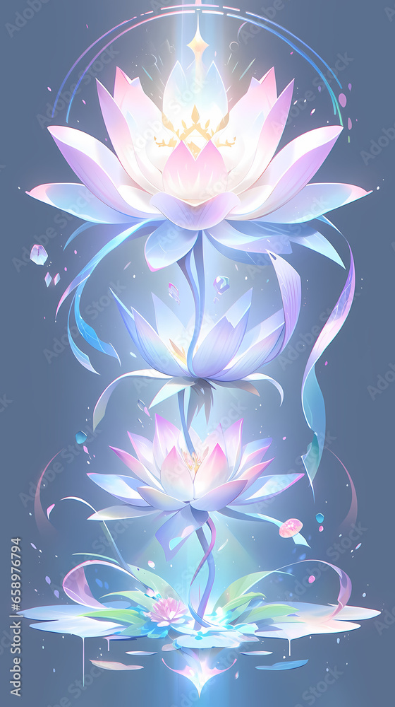 Generative AI, Purity and Transcendence: Digital Lotus Illustration ...