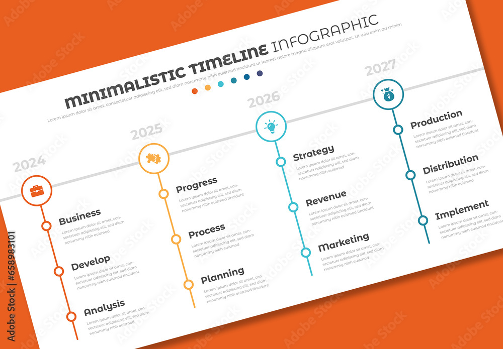 Minimalistic Timeline Infographic Stock Template | Adobe Stock