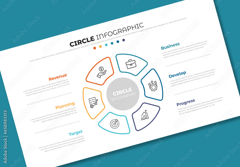 Multicolored Circle Process Infographic Stock Template | Adobe Stock