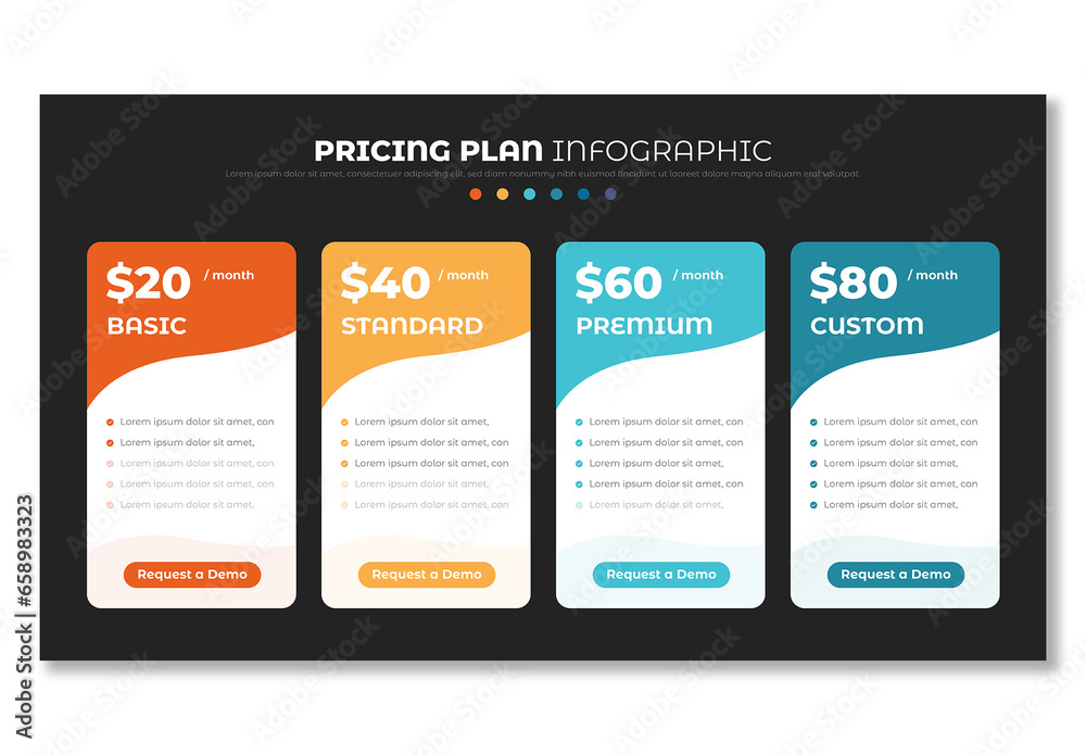 Multicolored Price Plan Infographic Template Stock Template | Adobe Stock