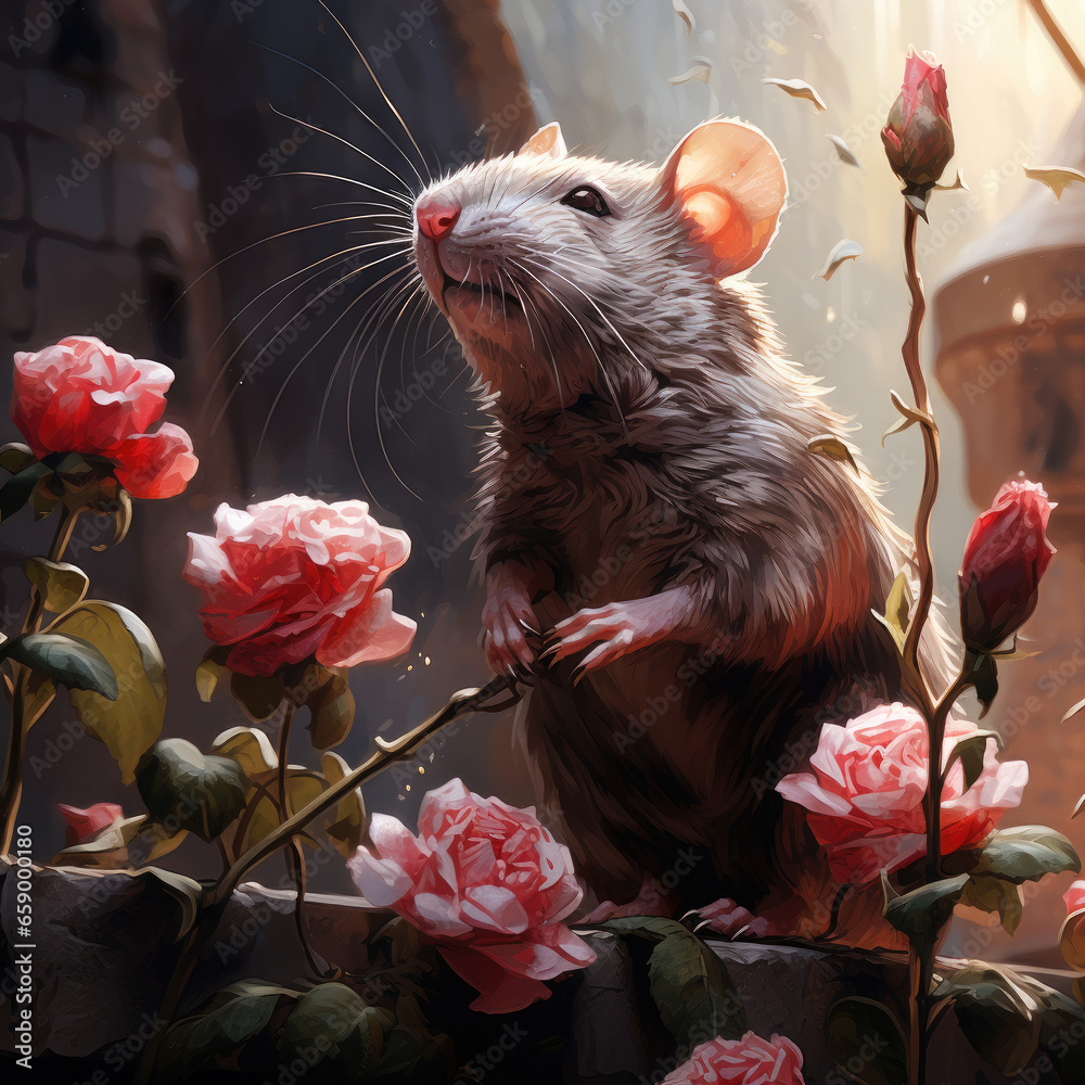 cute rat mouse spirit animal rodent - by generative ai Stock ...
