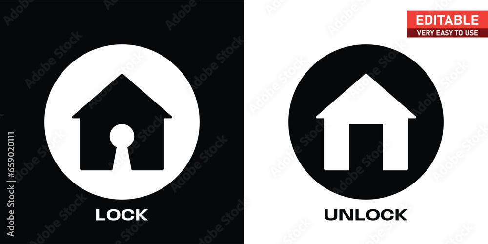 Locked Unlocked Home, icon, badge, logo, symbol, button, pictogram ...
