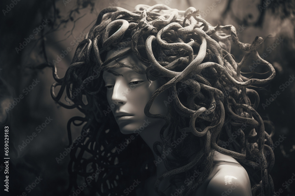 Culture and religious, fine art and make-up concept. Abstract Medusa ...
