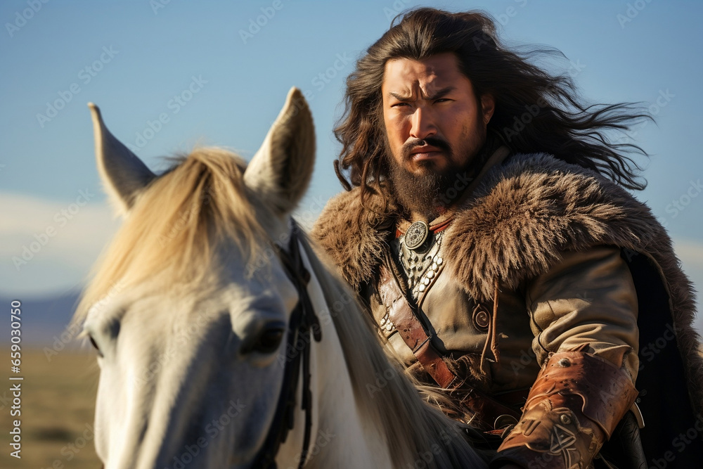 Foto de Genghis Khan Emperor Ancient Mongolian Warrior Riding Horse ...