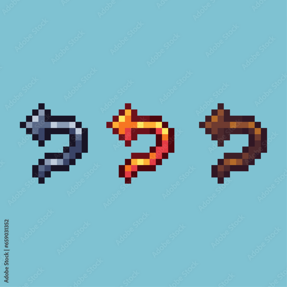 Pixel art sets of back sign with variation color item asset. Simple ...