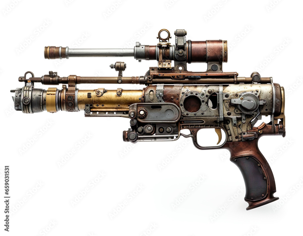 Steampunk combat weapon shotgun shot gun illustration isolated on white ...