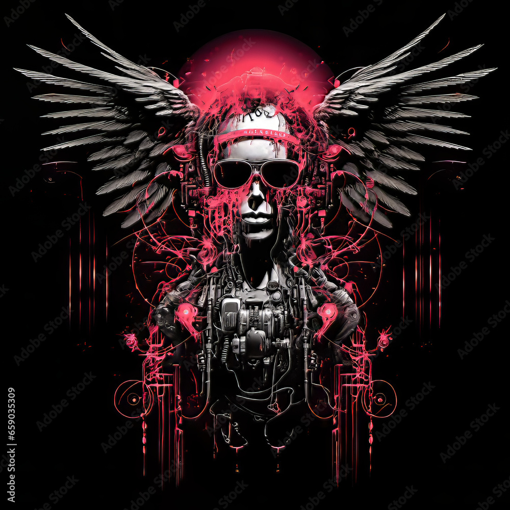 Angel Punk T-Shirt Design. Generated Image. A digital illustration of a ...