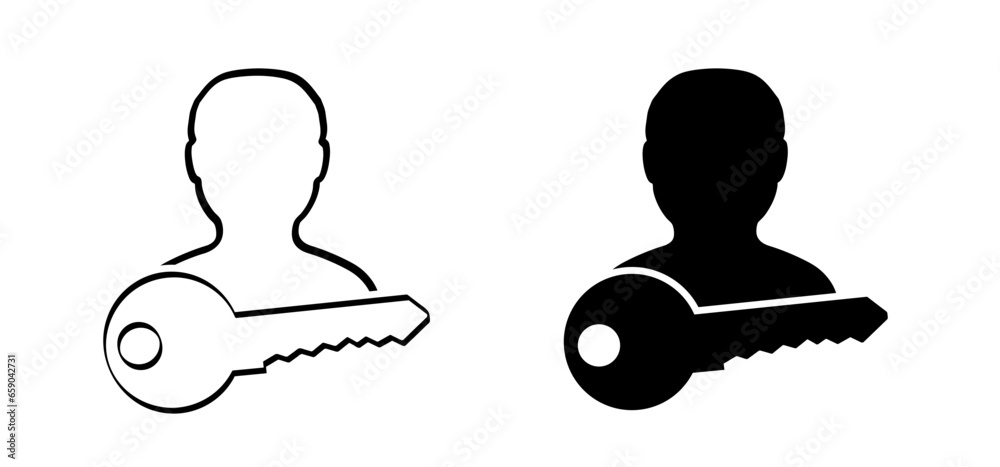 Cartoon user key and access, personal key. Door key checklist. Cartoon ...