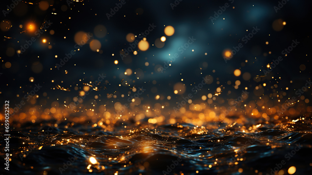 Cosmic Rain: A Surreal Dance of Golden Orbs in the Night Sky,background ...