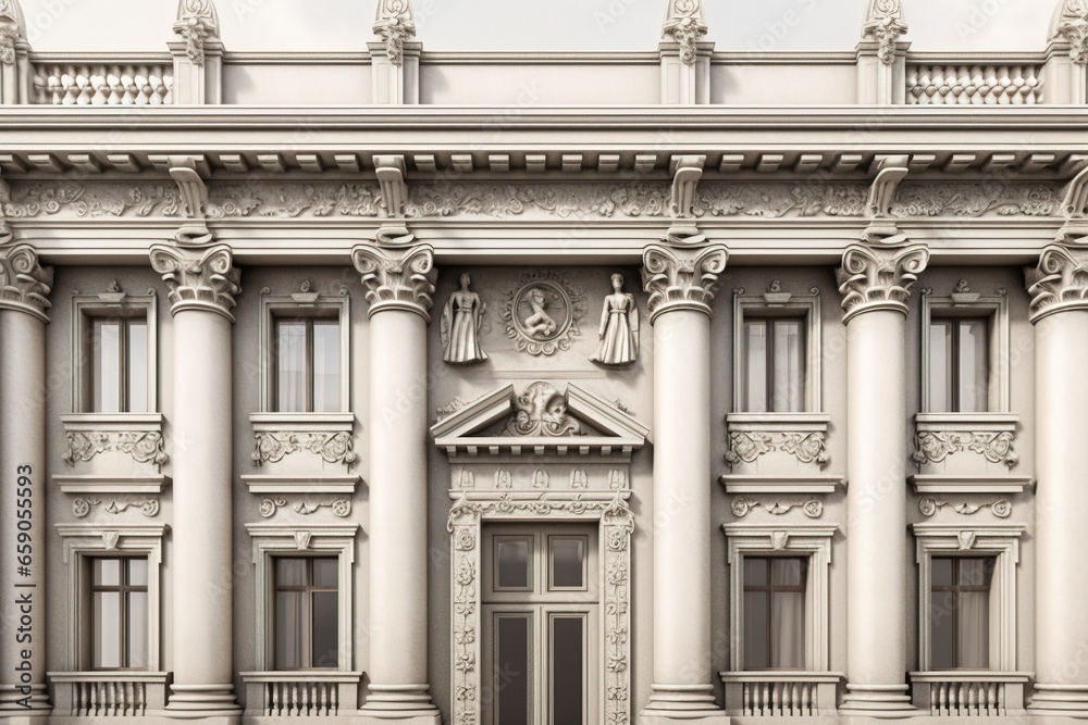 2D front elevation classical building using generative AI Stock ...