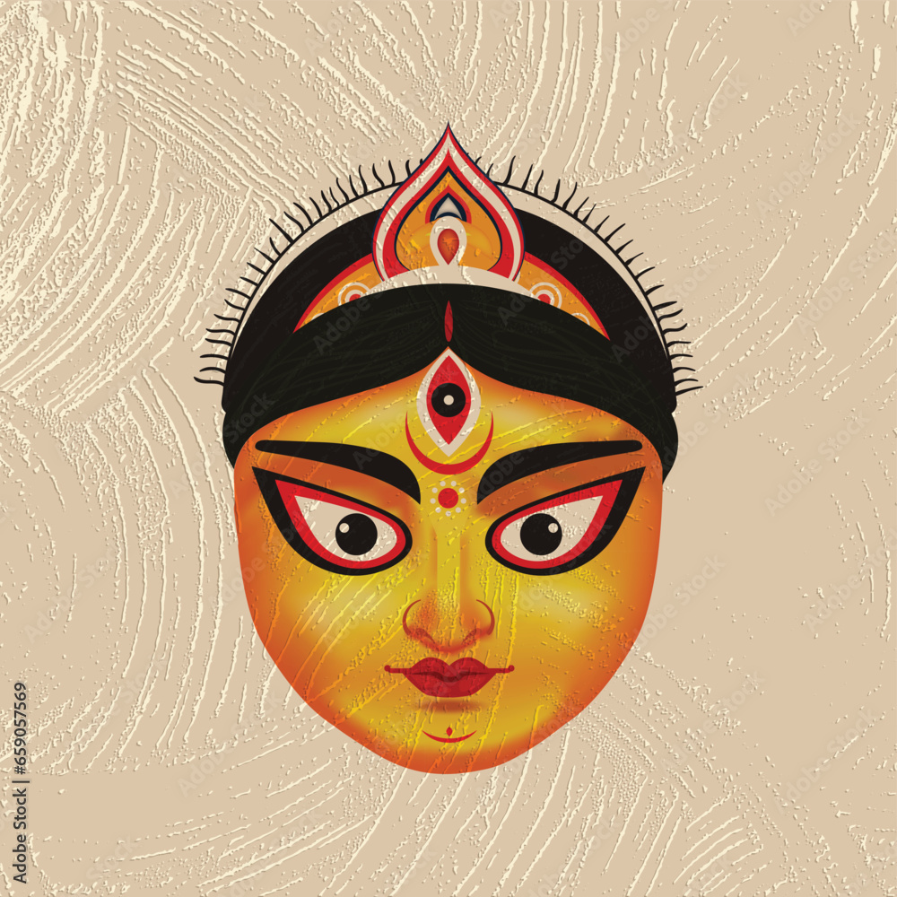Durga maa face for Durga Puja Festival and vector Illustration Stock ...