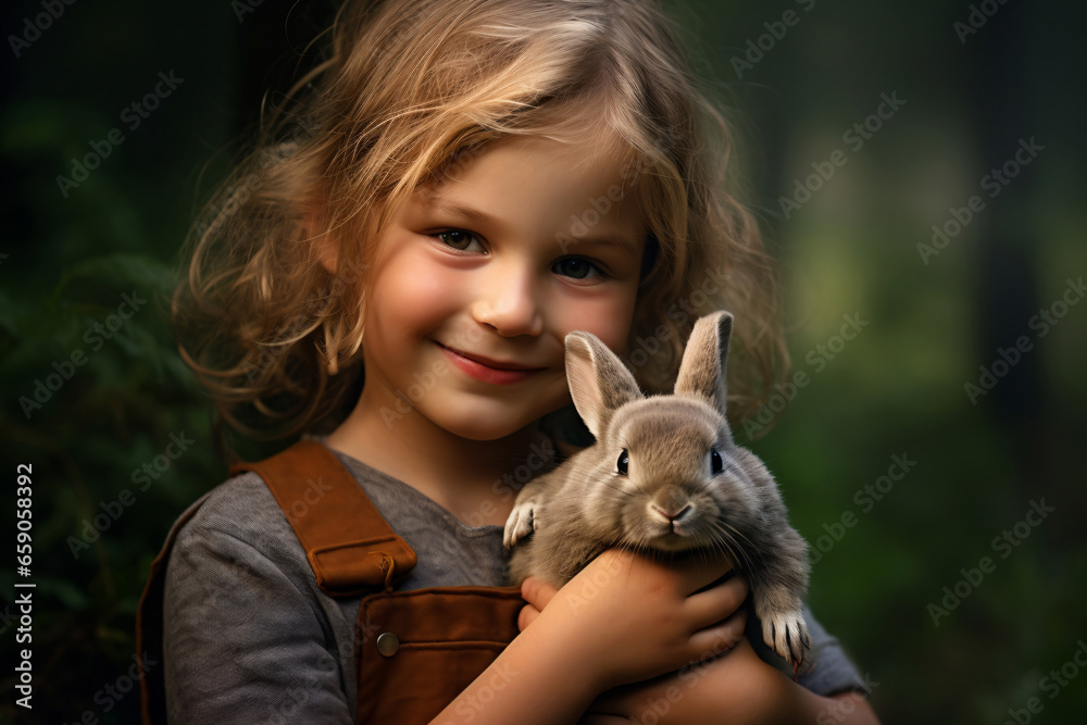 Heartwarming relationship between girl and her beloved pet bunny. Cute ...