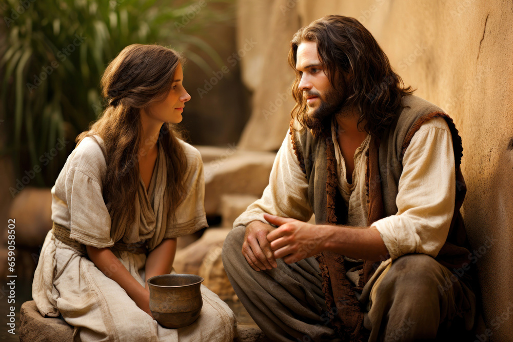 Jesus speaking to the Samaritan woman giving hope for eternal life ...