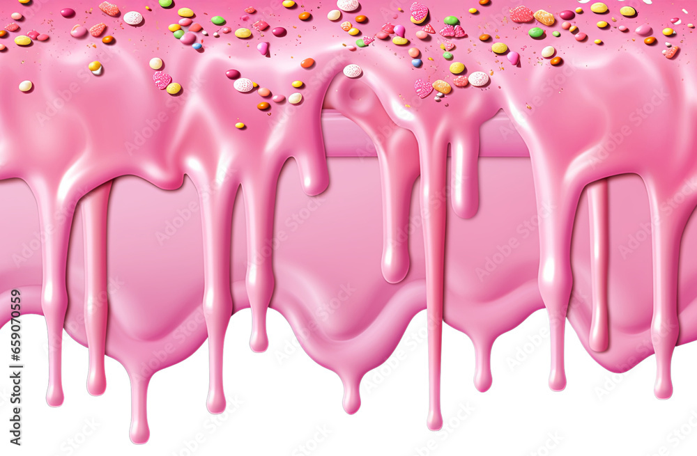 Abstract pink dripping frosting icing sweet candy with colorful ...